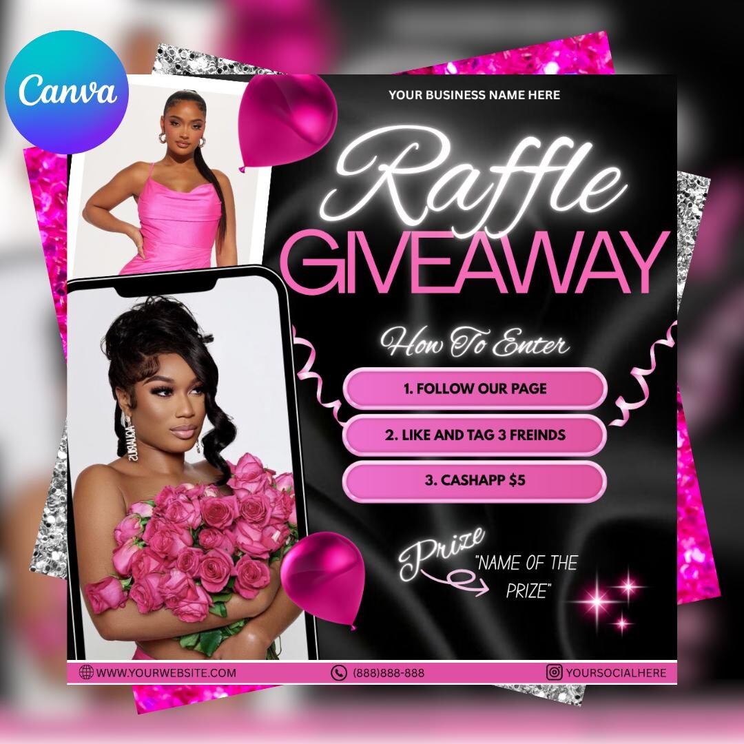 Giveaway Flyer Template, Raffle Flyer, Instagram Giveaway Flyer ...