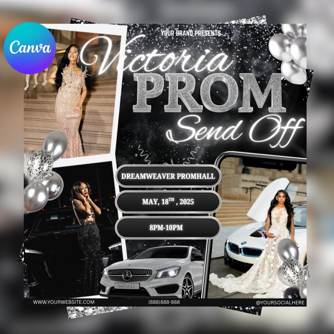 Prom Send off Flyer, DIY Prom Flyer, Prom Canva Template, Prom Send Off ...