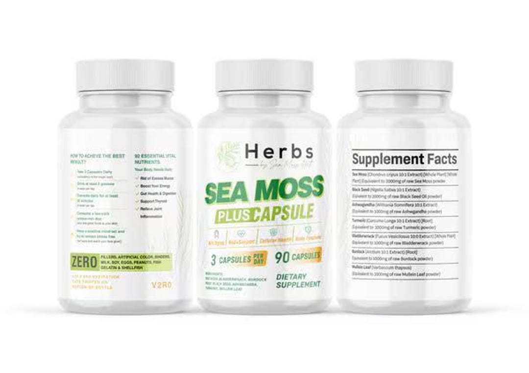 Sea Moss PLUS Capsules, Sea Moss Vegan Supplement, Organic Sea Moss ...