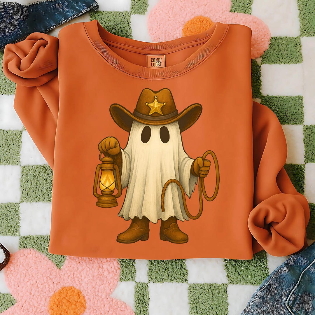 Cowboy Ghost PNG Sheriff Halloween Clipart - Western Ghost Digital ...