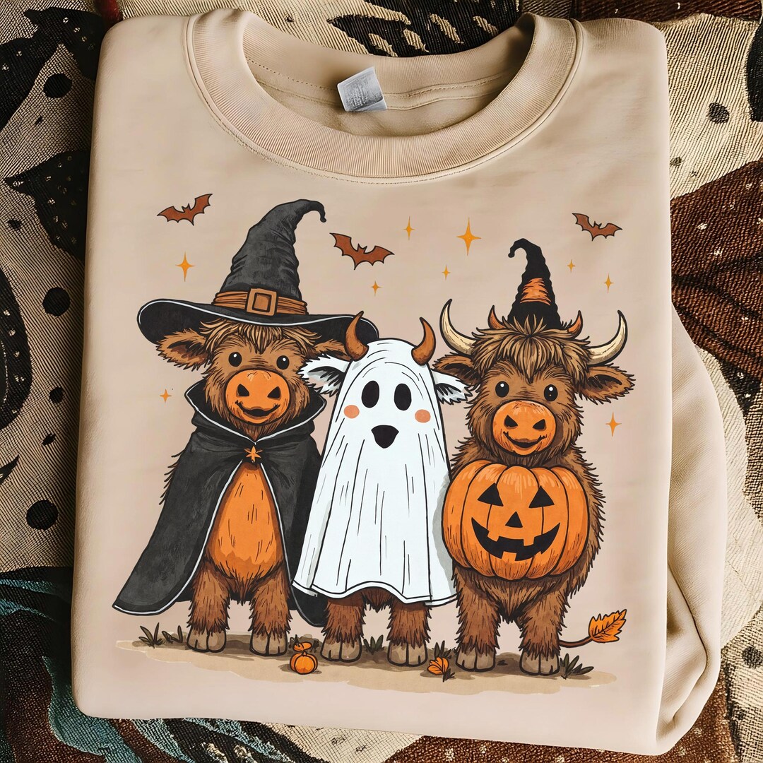 Halloween Highland Cow PNG Clipart: Spooky Farm Animals (digital ...