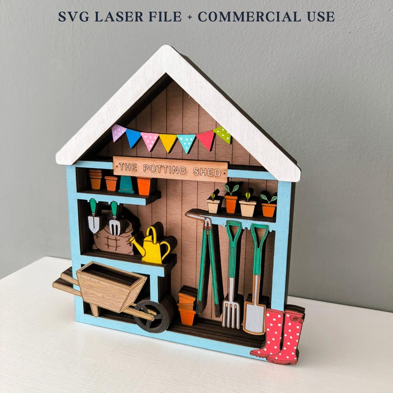 Multilayered Potting Shed SVG: 3D Garden Decor Laser Cut File - Etsy
