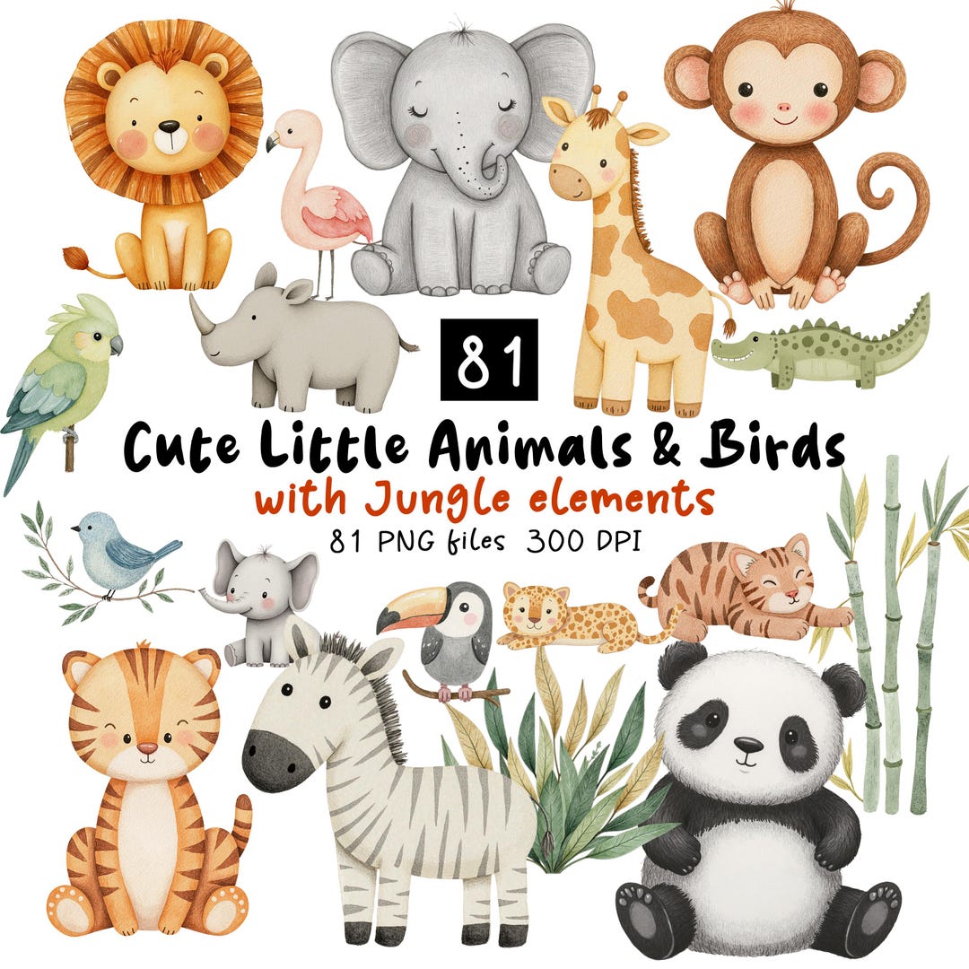 81 Cute Animal PNG | Cute Animals Clipart | Little Animal Nursery ...