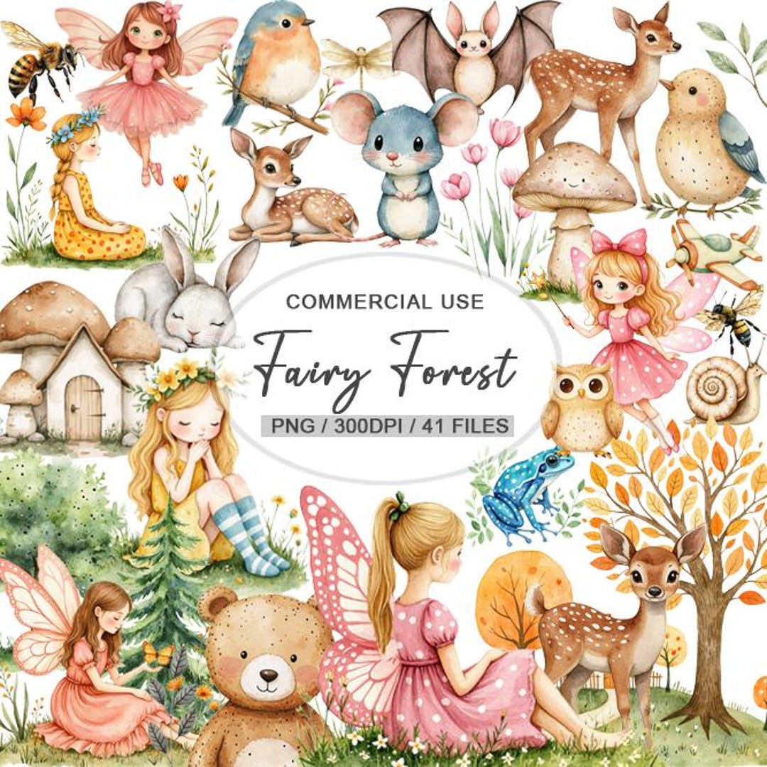Fairy Forest Clipart Set | Whimsical Woodland Digital Download | Fairy ...