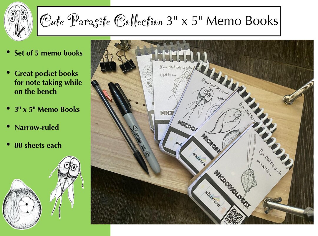 Cute Parasite Memo Books, Pocket Notebooks, Set of 5 (3x5) - Etsy