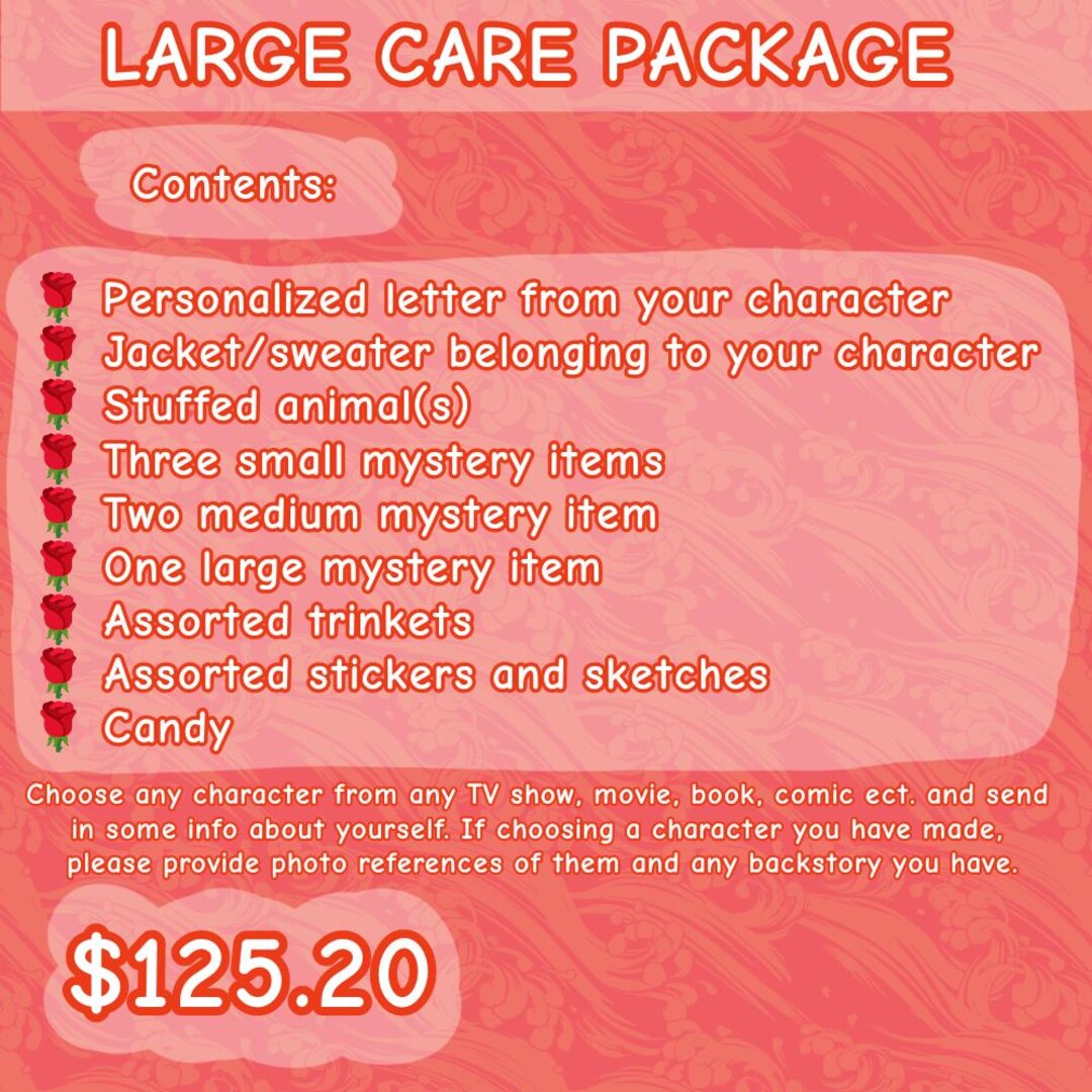 LARGE Custom Character Care Package With Comic (12"x12") - Etsy