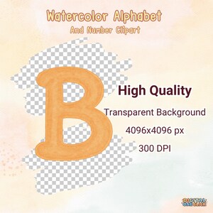 Watercolor Alphabet Clipart, Pastel Letter and Number PNG, Soft Hand ...