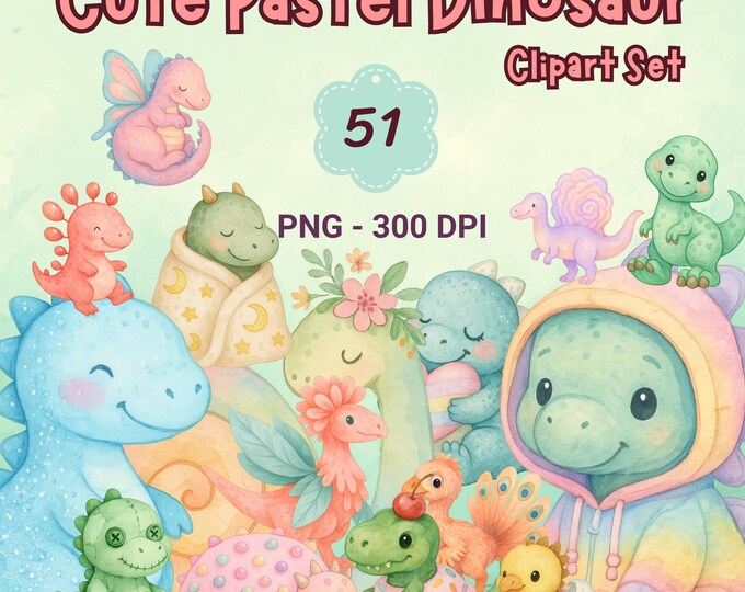 Cute Dinosaur Clipart Collection - Instant Download PNG - Etsy Australia