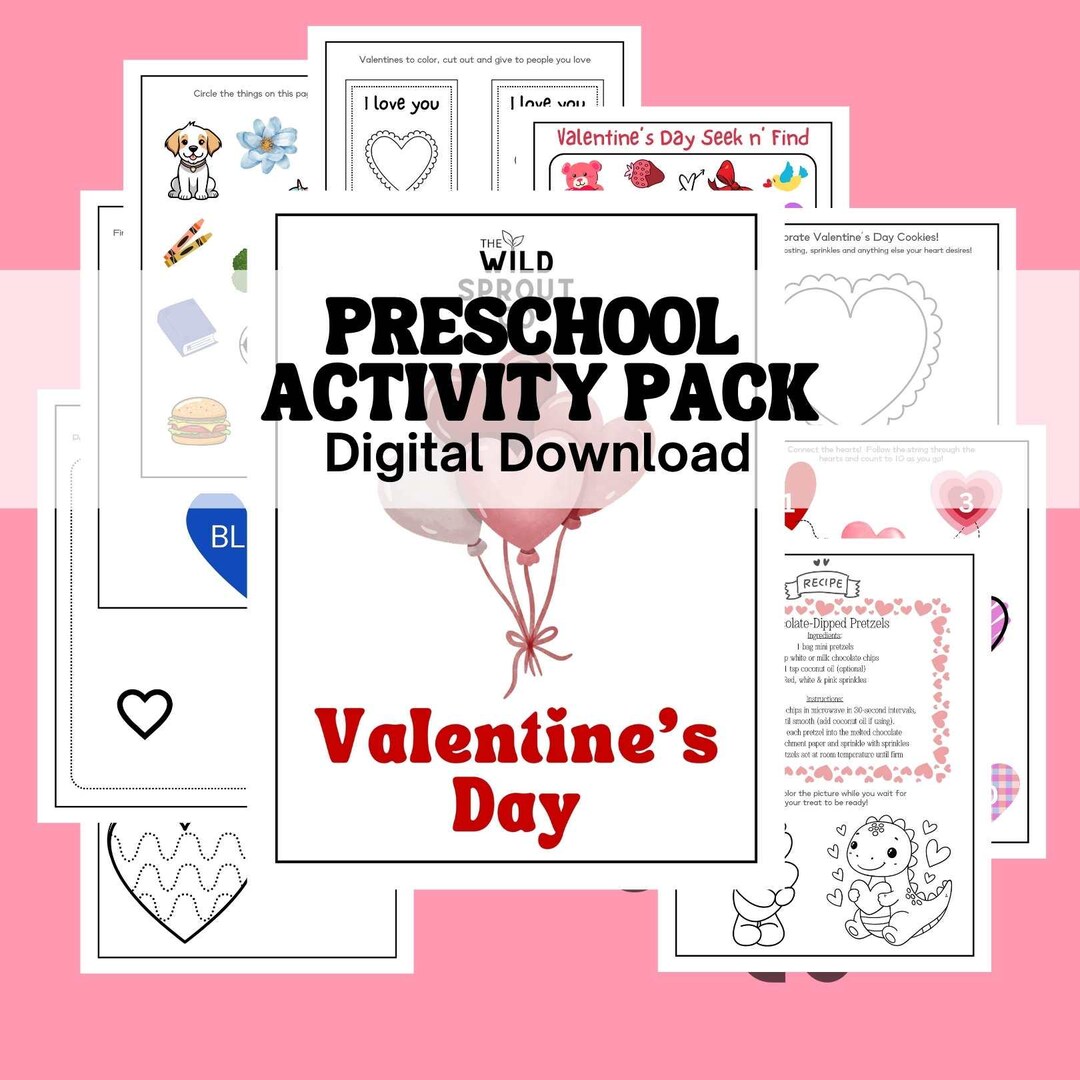 Preschool Pack - Printable - Valentine's Day - Learning - Instant ...