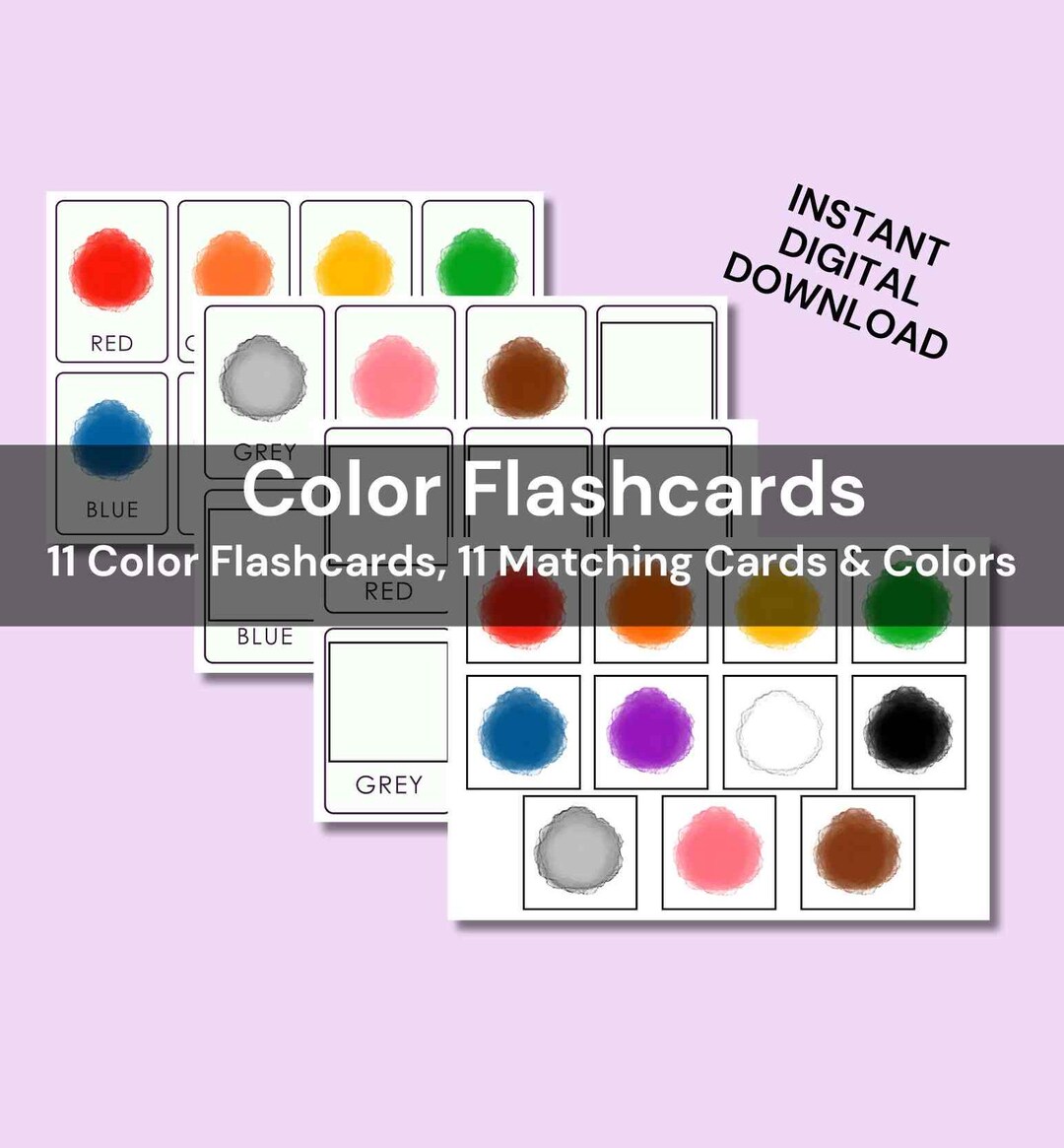 Color Flashcards, Color Matching and Sorting, Toddler Color Cards ...