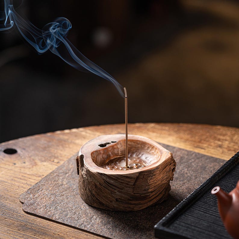 Hand-sanded Natural Weathered Pine Wood Incense Holder, Aromatherapy ...