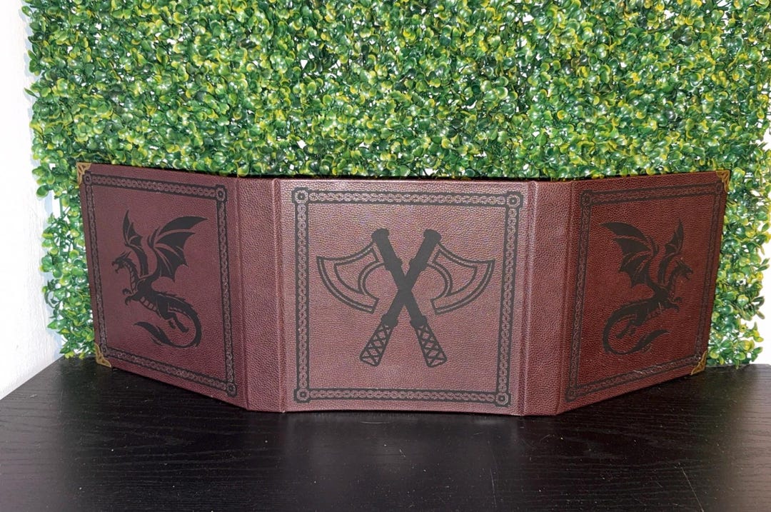 Handmade Faux Leather Mini GM Screen: Foldable RPG Privacy Shield “dual ...