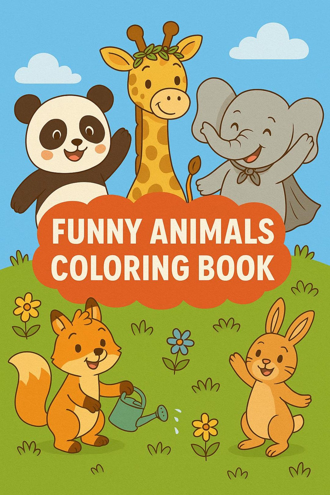 Funny Animals Coloring Book: A4 Printable Kids' Activity, 10 Pages ...