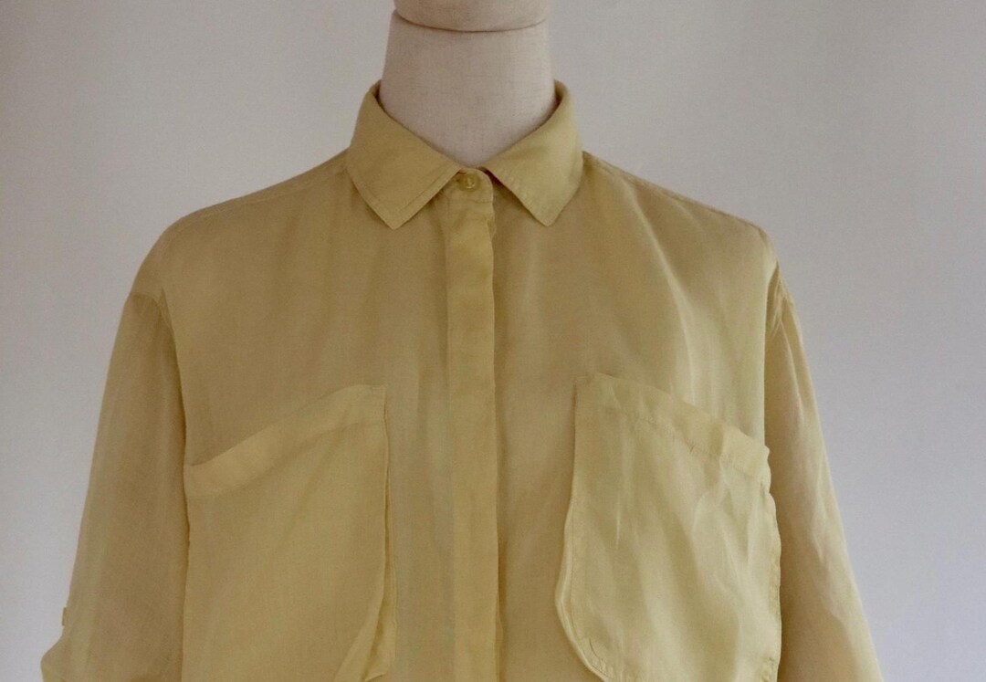 JOSEPH Yellow 90's Linen Pocket Oversized Shirt - Etsy