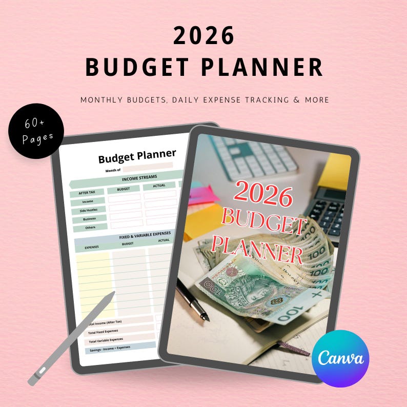 2026 Budget Planner, Canva Planner Template, Financial Planner, Canva ...