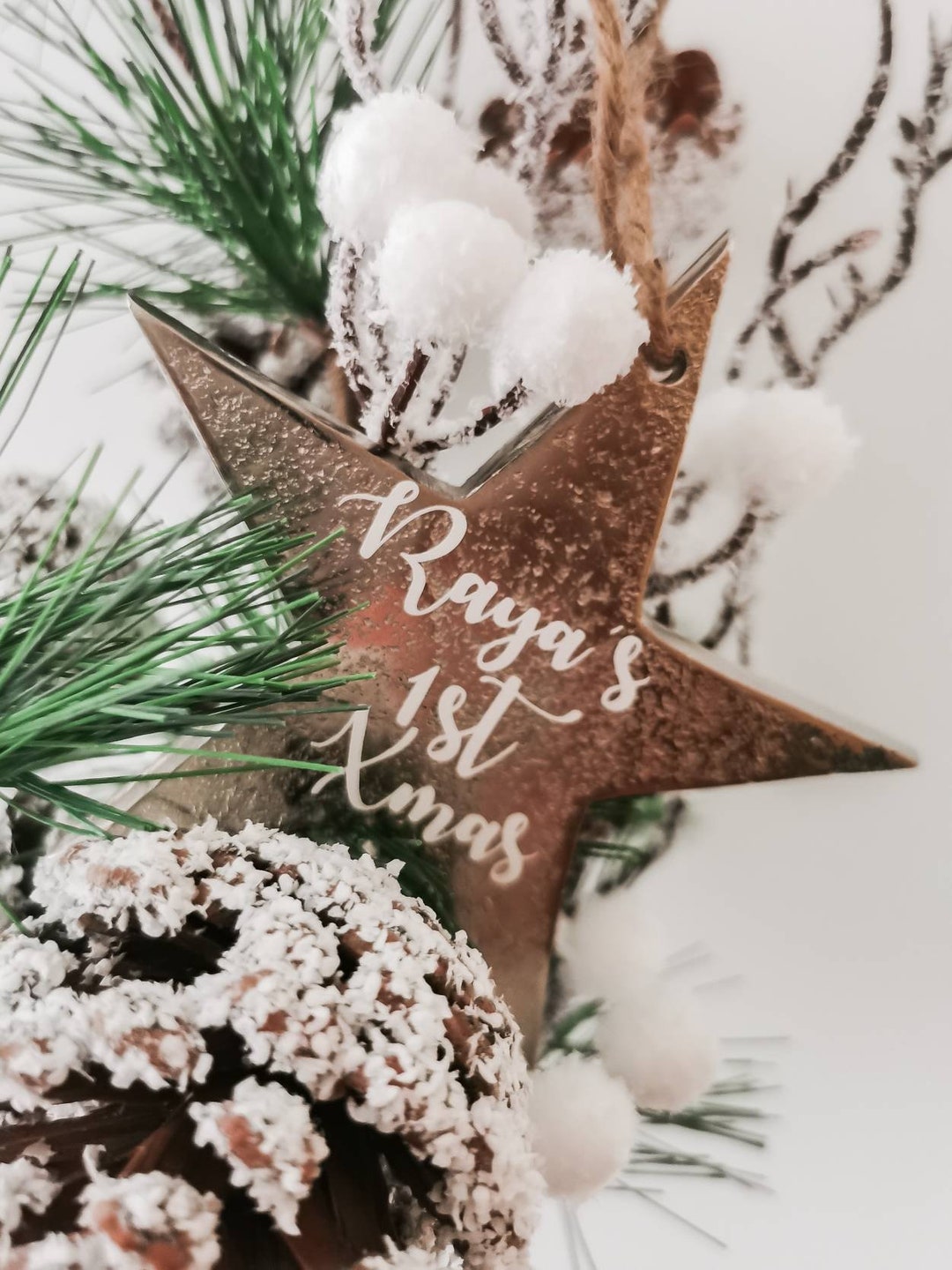 Personalised Star Bauble, 1st Christmas Gift , Star Decoration ...