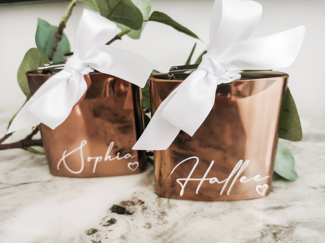 Rose Gold Hip Flasks, Ladies Hip Flasks, Personalised, Bridesmaid Gifts ...