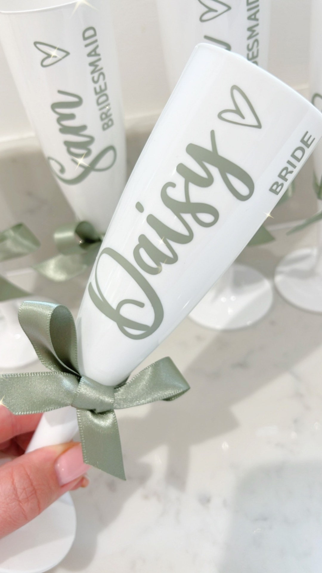 Personalised White Champagne Prosecco Flutes, Bridesmaid Proposal, Hen ...