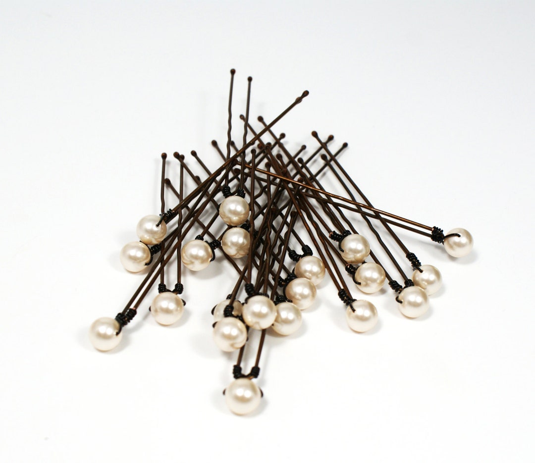 Pearl Hair Pins - Set of 20 - Tiara Hair Pins - Viel Bobby Pins ...