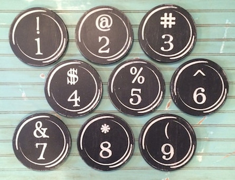 Typewriter number or letter key hand painted sign in black | Etsy
