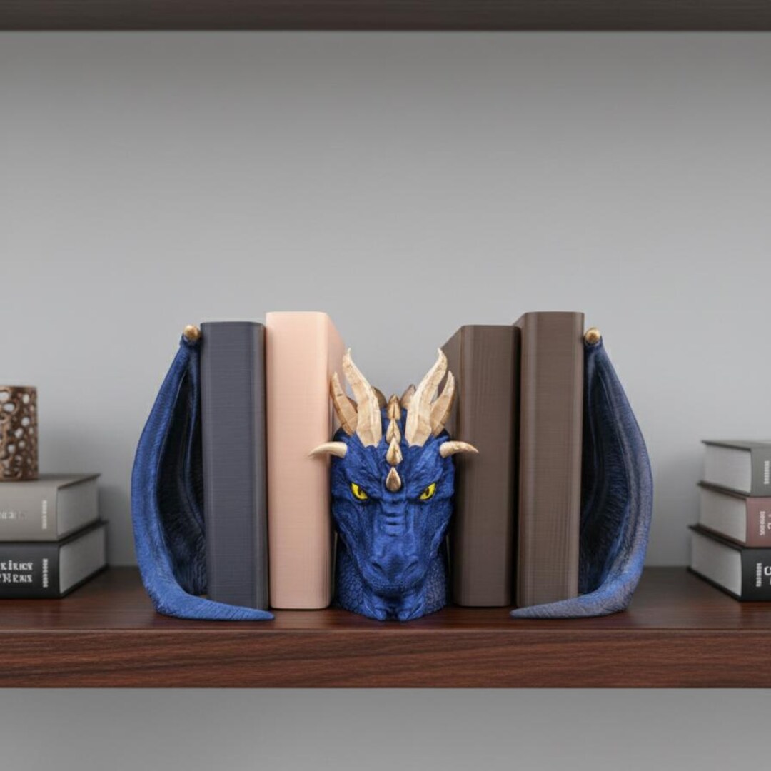 Epic Dragon Bookend Set | Fantasy Shelf Decor | Bookends | Gift for ...
