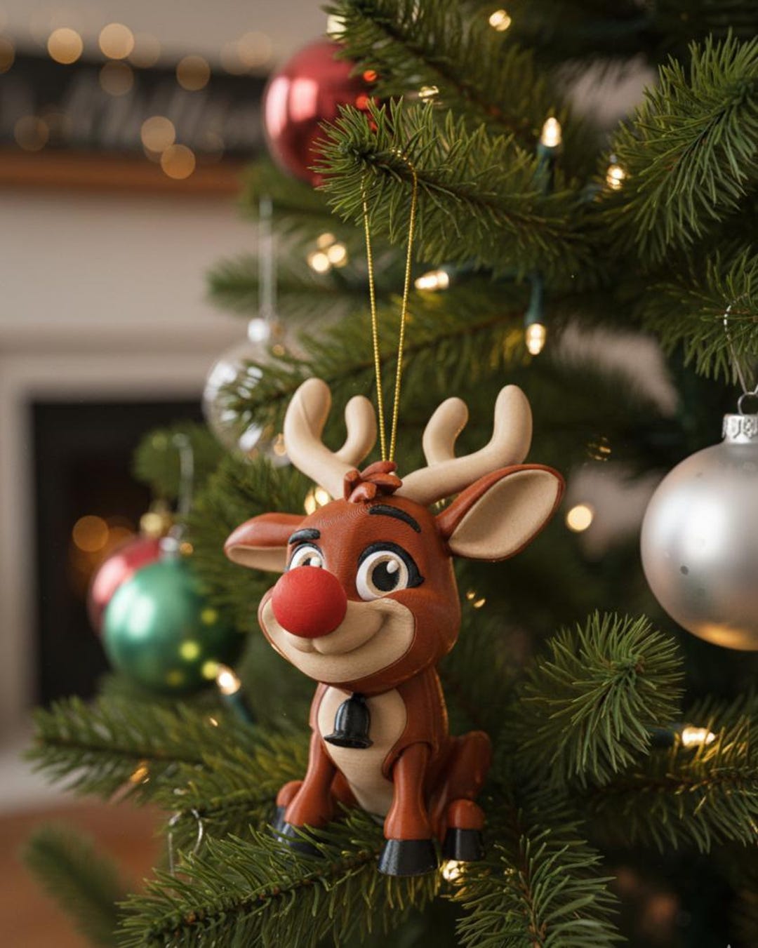 Rudolph the Reindeer Christmas Tree Ornament Rpla | Cartoon Figure 3D ...