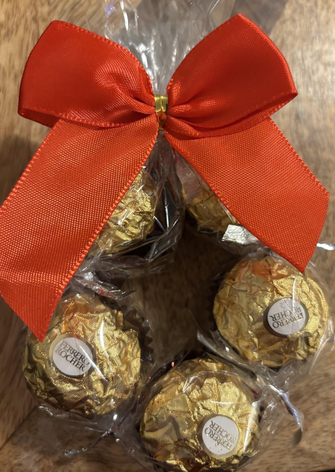 Ferrero Rocher Christmas Wreath, Holiday Chocolate Gift With Red Satin ...