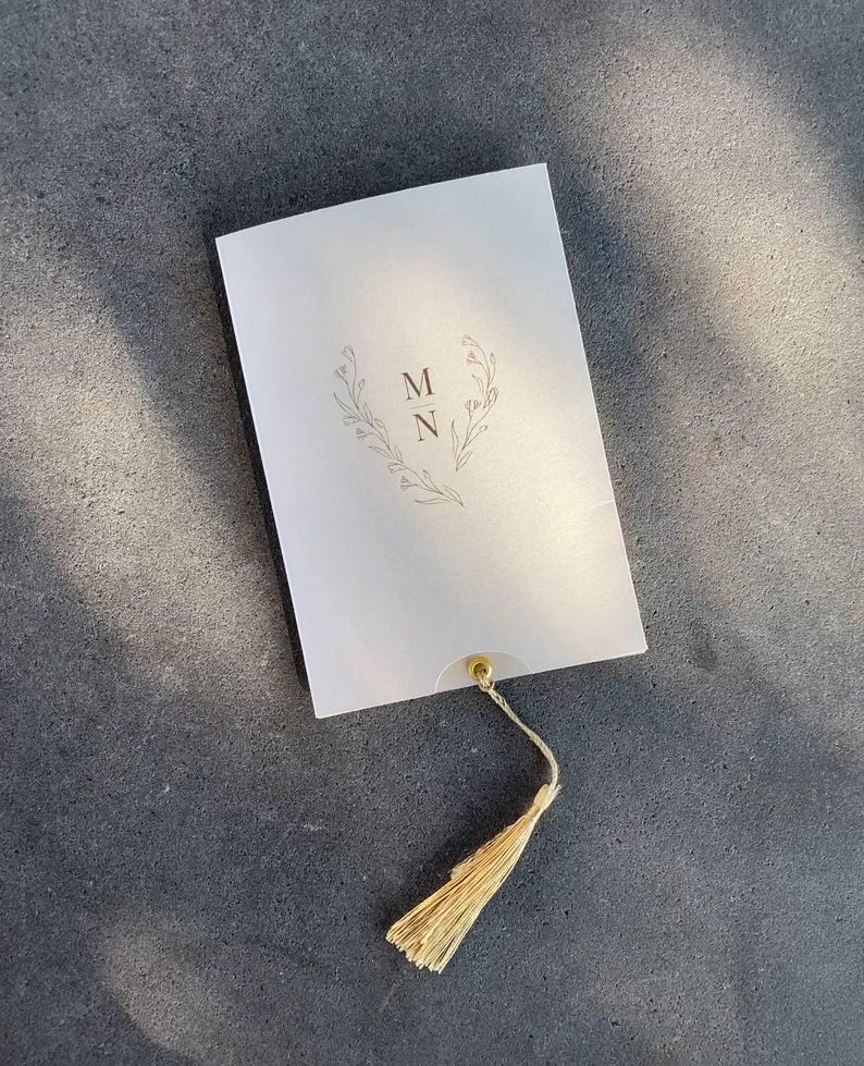 Sliding Wedding Invitation | Elegant Gold Monogram Invite | Luxury Boho ...