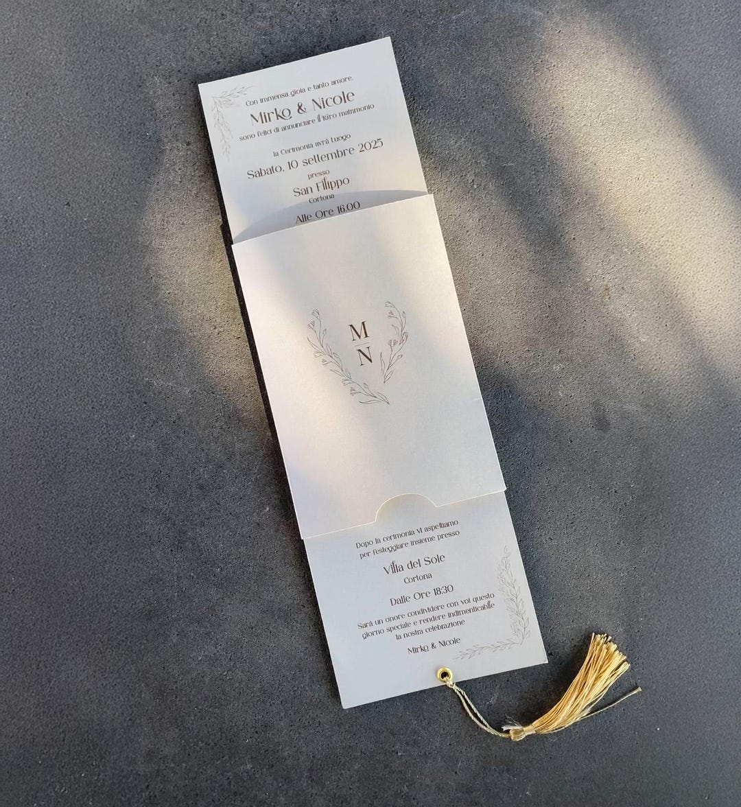 Sliding Wedding Invitation | Elegant Gold Monogram Invite | Luxury Boho ...