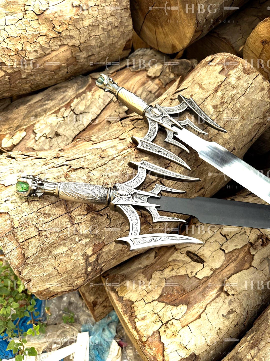 Hand-forged Carbon Steel Viking Sword Set – Fantasy Barbarian Blades ...