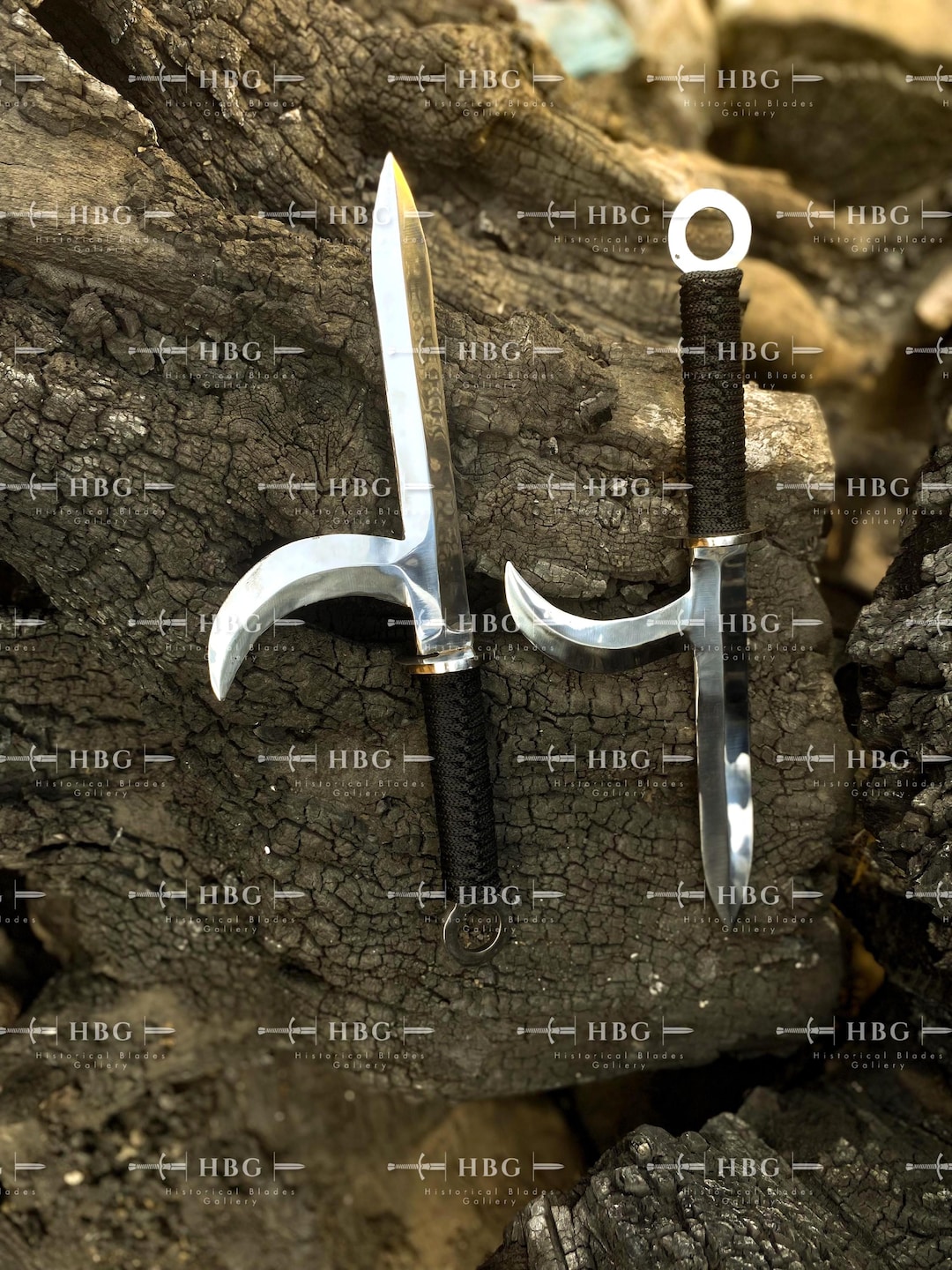 Handmade Kyoketsu-shoge Ninja Dagger: Carbon Steel Blade, Leather ...