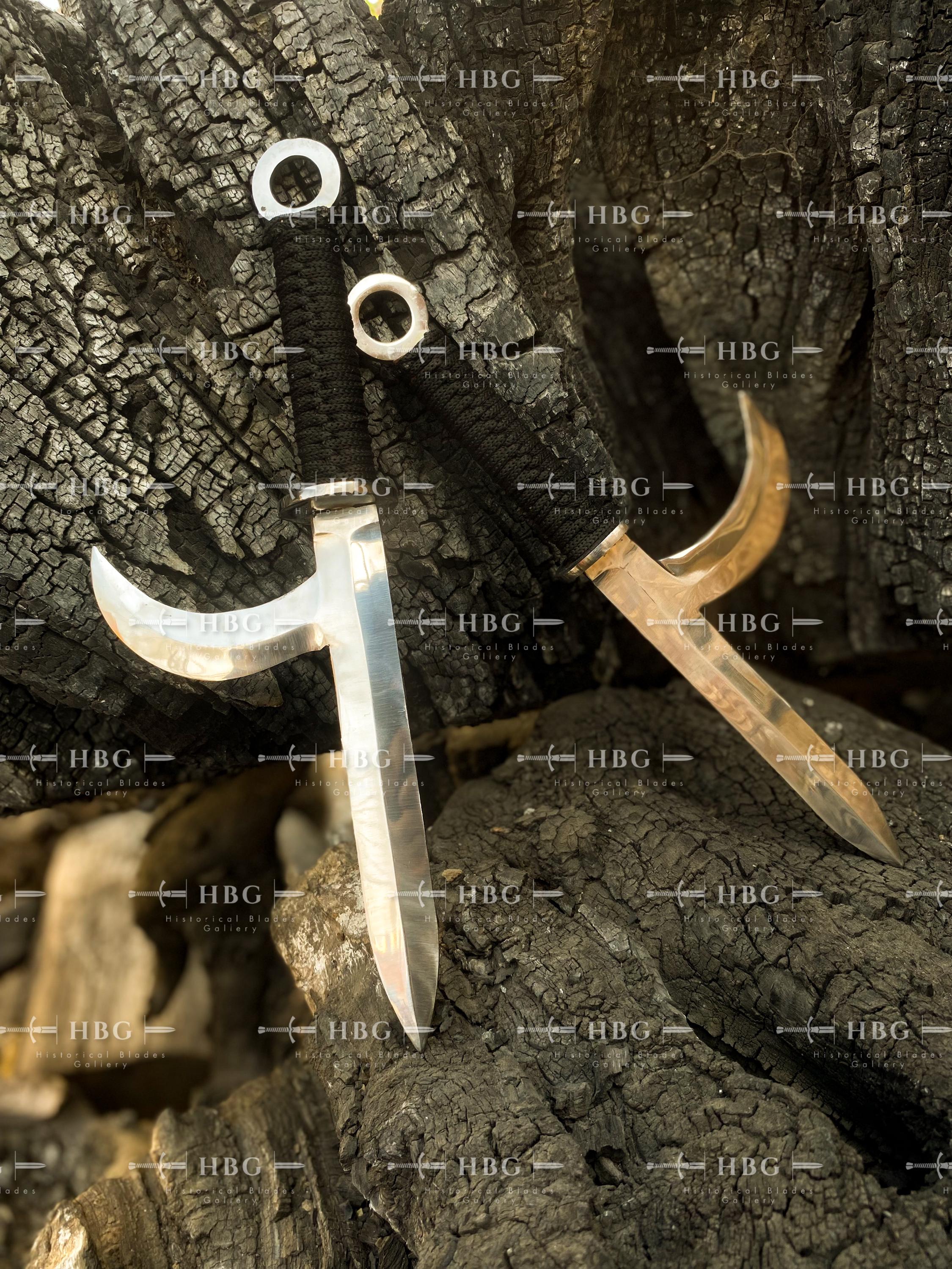 Handmade Kyoketsu-shoge Ninja Dagger: Carbon Steel Blade, Leather ...