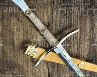 Handmade Carbon Steel Medieval Long Sword With Custom Made Scabbard ...