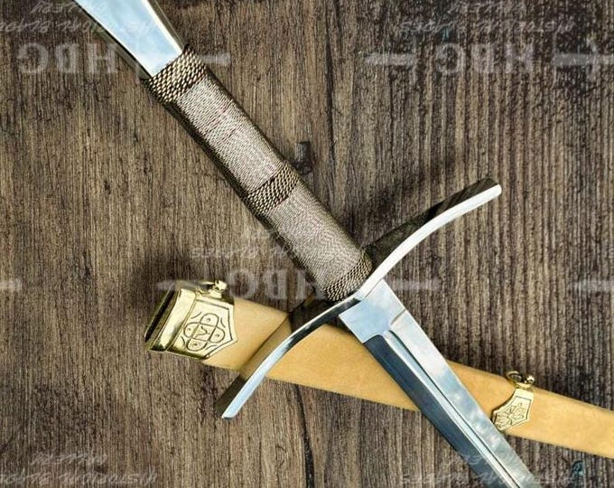 Handmade Carbon Steel Medieval Long Sword With Custom Made Scabbard ...