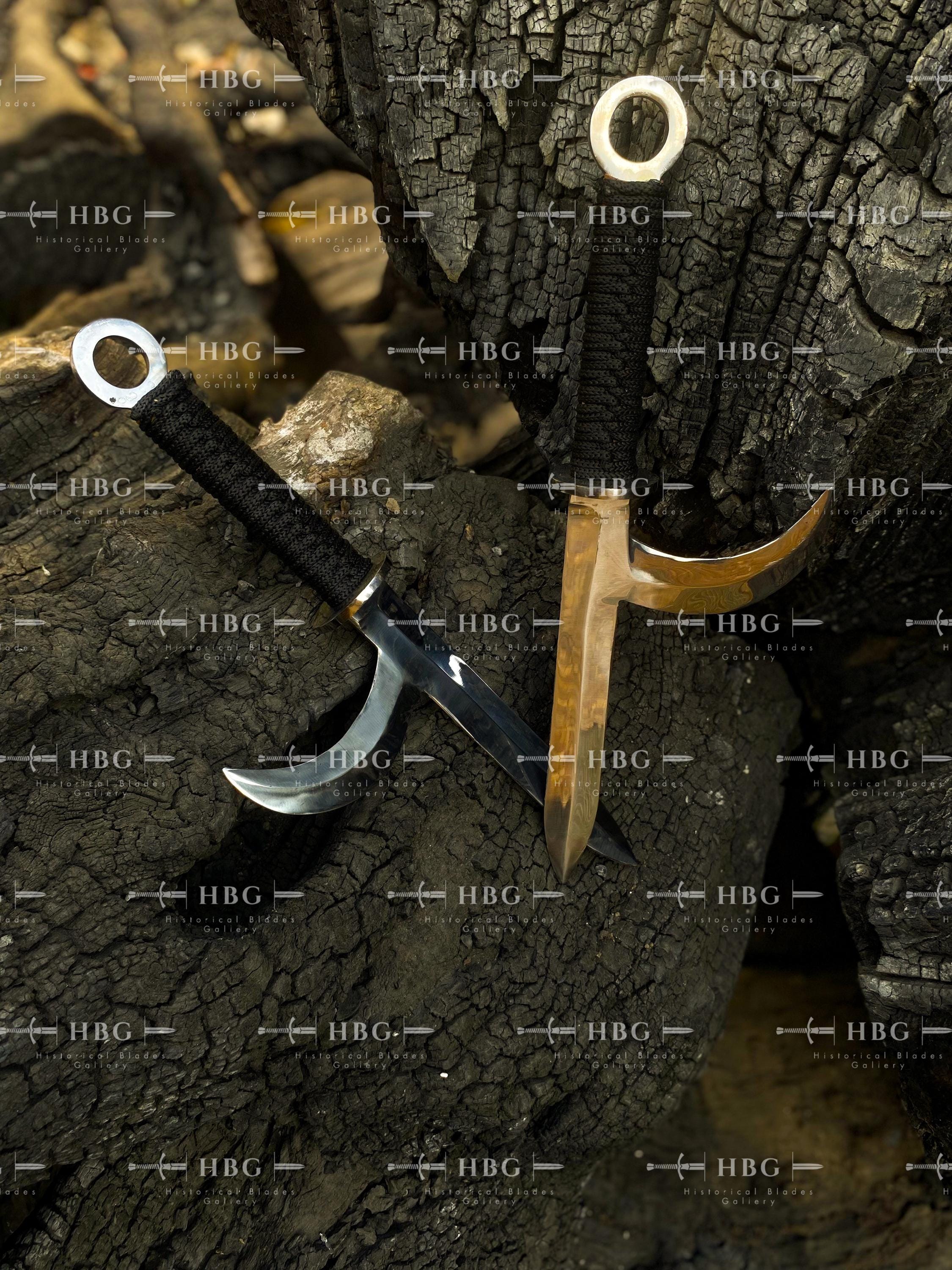 Handmade Kyoketsu-shoge Ninja Dagger: Carbon Steel Blade, Leather ...