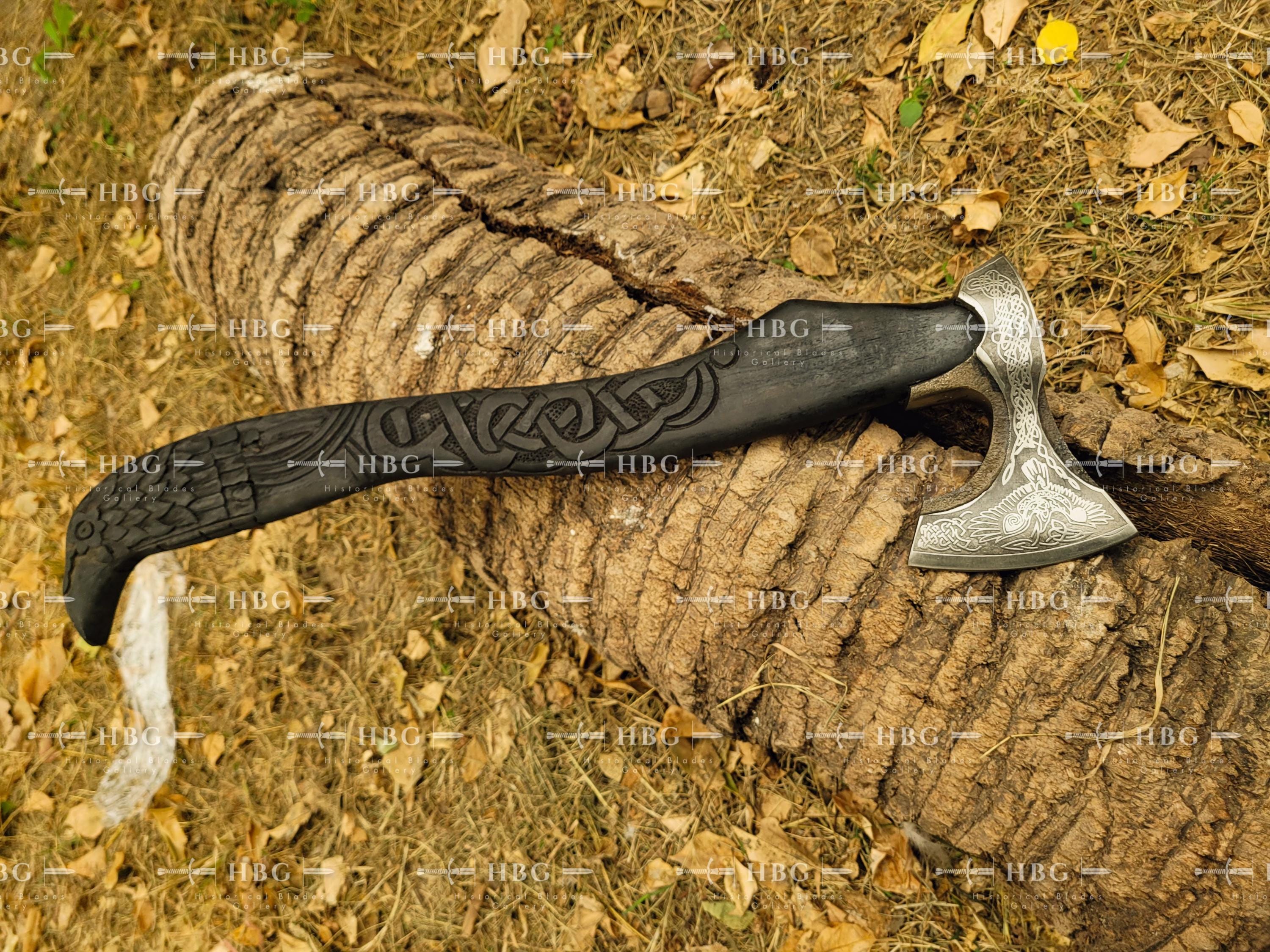 Hand-forged Viking Axe Replica – Carbon Steel Head, Ash Wood Handle ...