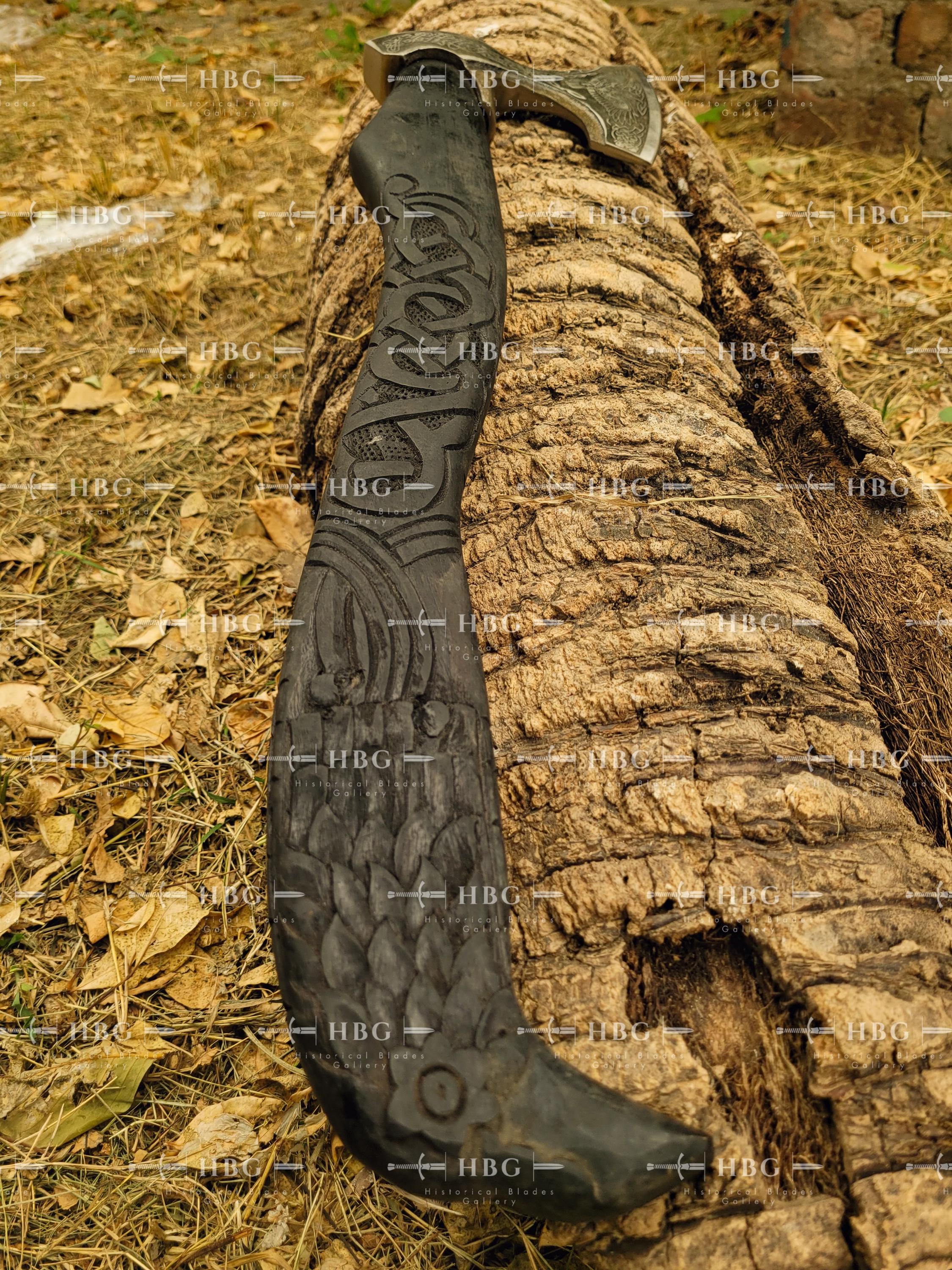 Hand-forged Viking Axe Replica – Carbon Steel Head, Ash Wood Handle ...