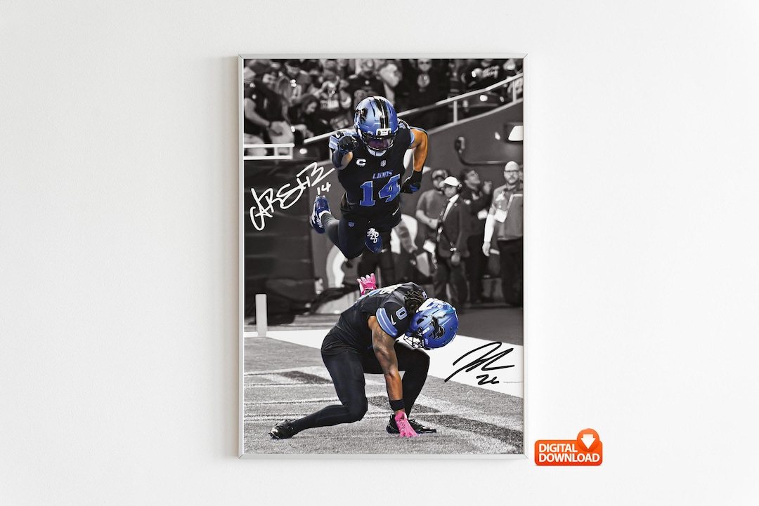 Amon-ra St Brown Poster, Jahmyr Gibbs Poster, Signed Football Poster ...