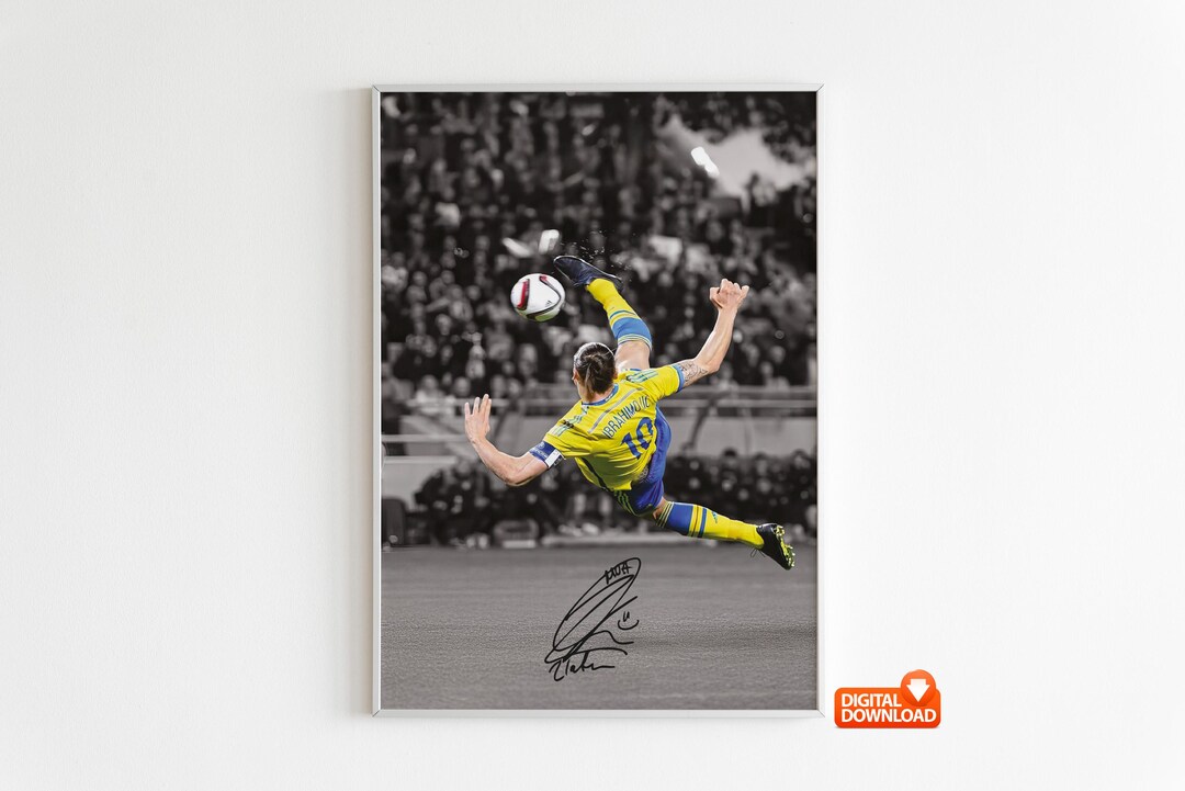 Zlatan Ibrahimovic Poster Iconic Bicycle Kick Soccer Legend Digital ...