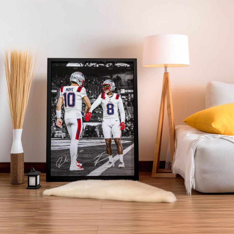 Drake Maye Poster, Stefon Diggs Poster, Signed Football Poster, Digital ...