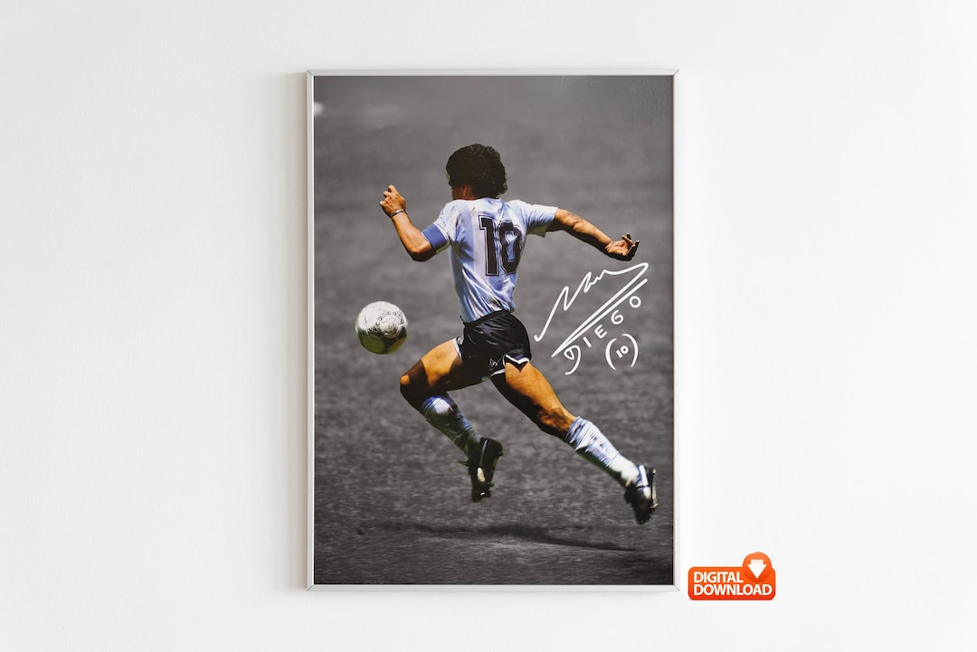 Diego Maradona Poster, Legend Signed Football Poster, Digital Download ...
