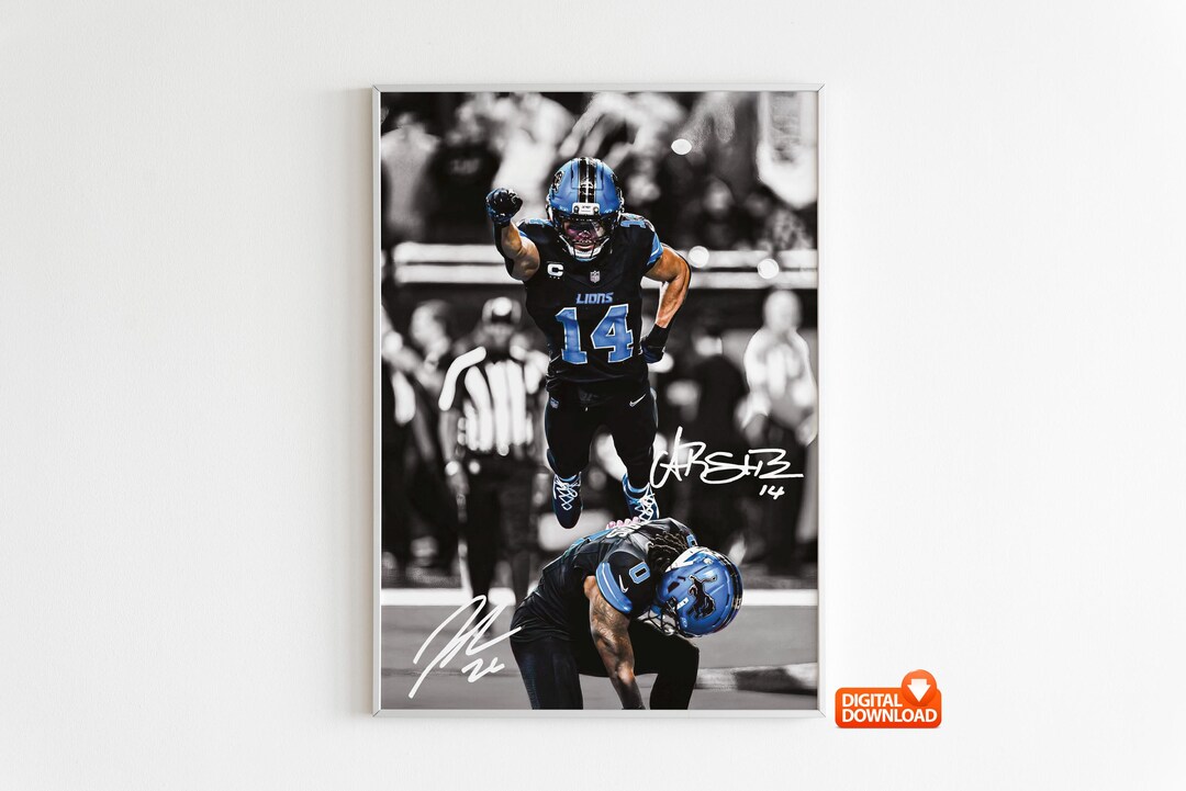 Amon-ra St Brown Poster, Jahmyr Gibbs Poster, Signed Football Poster ...
