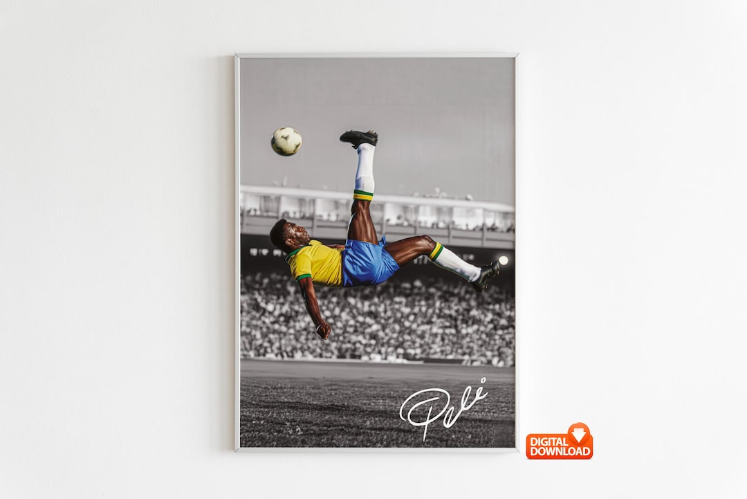 Pele Poster, Iconic Bicycle Kick, Soccer Legend Signed Football Poster ...