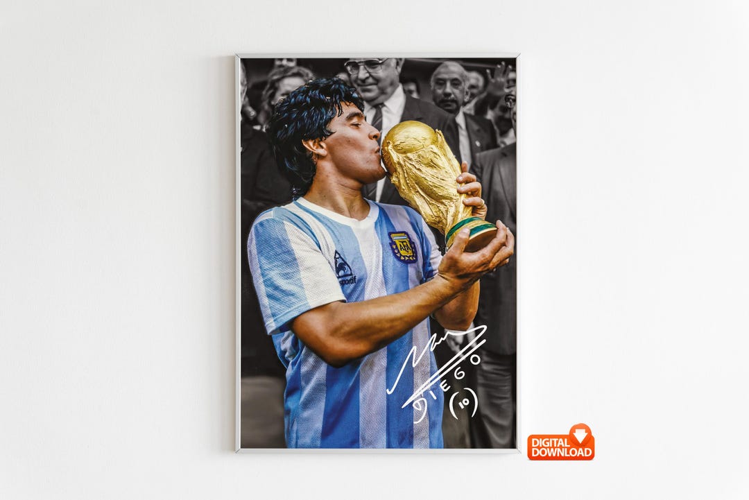 Diego Maradona Poster, Legend Signed Football Poster, Digital Download ...
