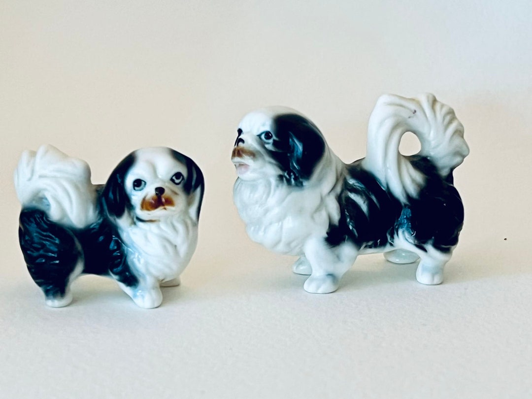 Mini Pekingese Mama and Puppy Dog Bone China Figurines VINTAGE FIND - Etsy