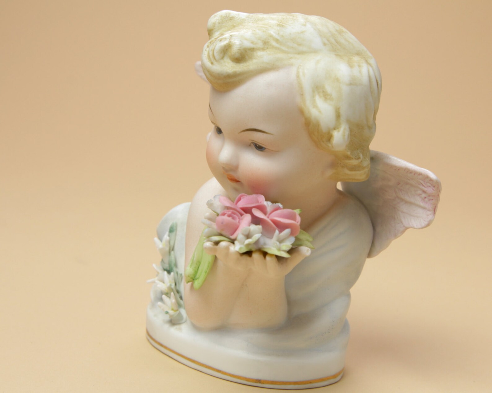 Vintage Lefton Cherub With Flowers KW1415R Ceramic - Etsy