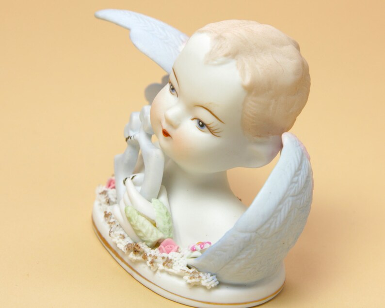 Lefton Angel With Harp Figurine 432 Ceramic Bisque - Etsy