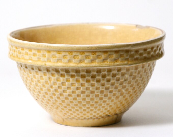 Antique Yellow Ware Bowl - Checkerboard Pattern - RUSTIC - Etsy