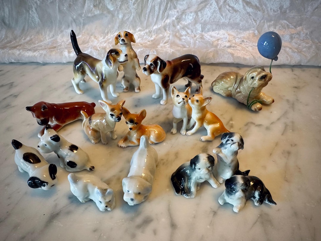Vintage Bone China Dog Figurines – Miniature Puppy Collection, Japan - Etsy