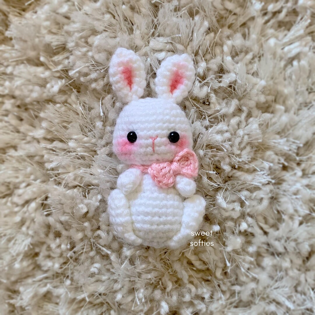 Crochet Mini Bunny Plushie Amigurumi Soft Toy, Cute Small Plush Baby ...